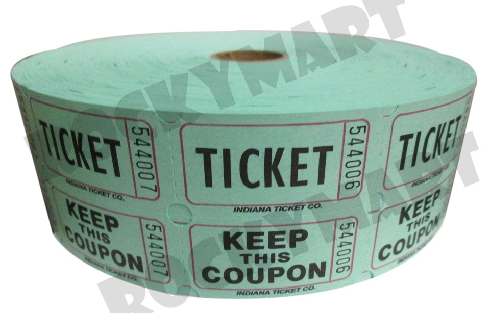 Double Ticket Roll 1000 Admit 1 Tickets Raffle Fair Carnival Drawings ...