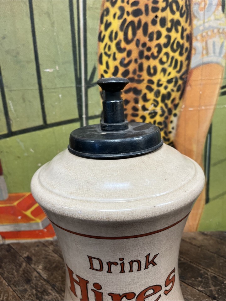 ANTIQUE C. 1900 HIRES ROOT BEER PORCELAIN SODA DISPENSER SIGN COKE 7UP ...