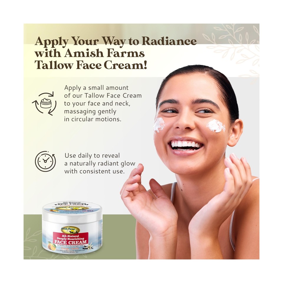Amish Farms Tallow Face Cream - Handcrafted Beef Tallow for Skin Mo ...