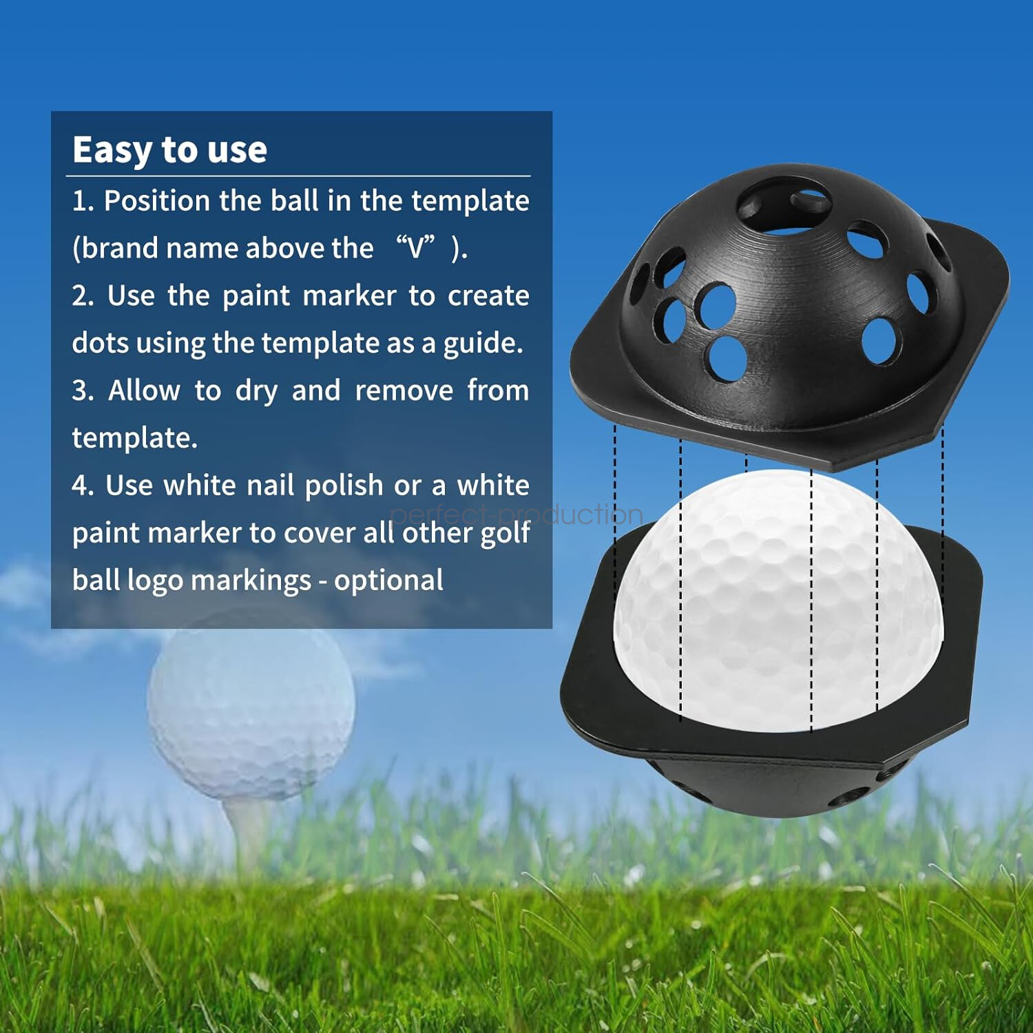 Black Golf Ball Marking Template Fit For Rapsodo RPT MLM2PRO Launch ...