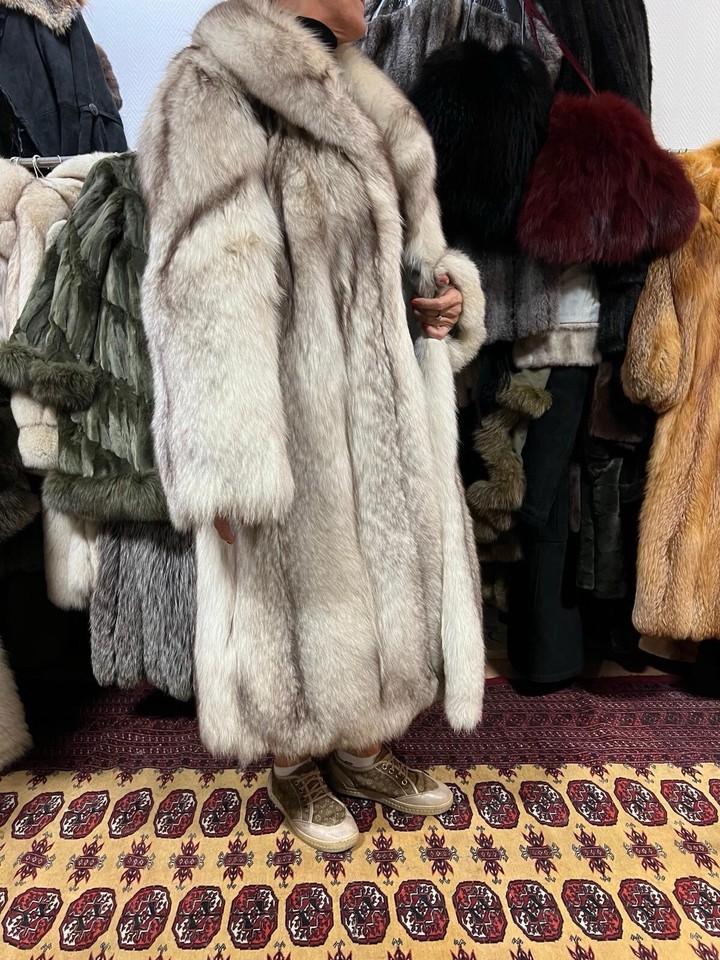 Blue Fox Fur Coat Real Fur Volpe Size 38-42 | eBay