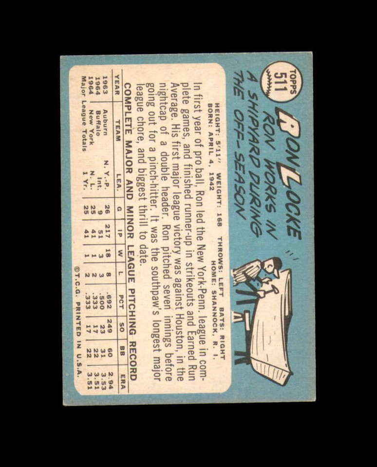 Ron Locke Signed Original 1965 Topps New York Mets Autograph | eBay