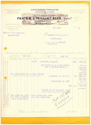 ROANNE (42) USINE / CHOCOLATERIE du FOREZ CONFISERIE "FAVIER & MILLIAT ...