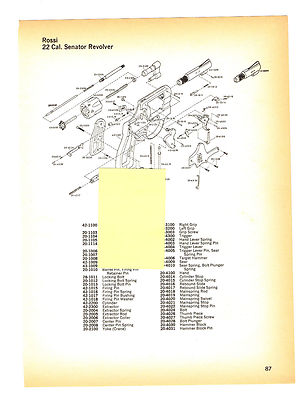 ROSSI 22 CALIBER SENATOR REVOLVER WITH EXPLODED VIEW/PARTS LIST 1974 AD ...