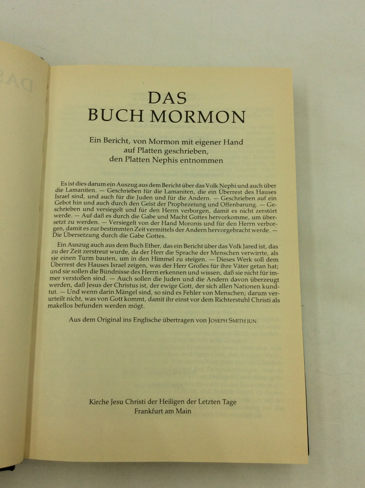 DAS BUCH MORMON ein Bericht by Joseph Smith, Jr. - 1985 - German ...