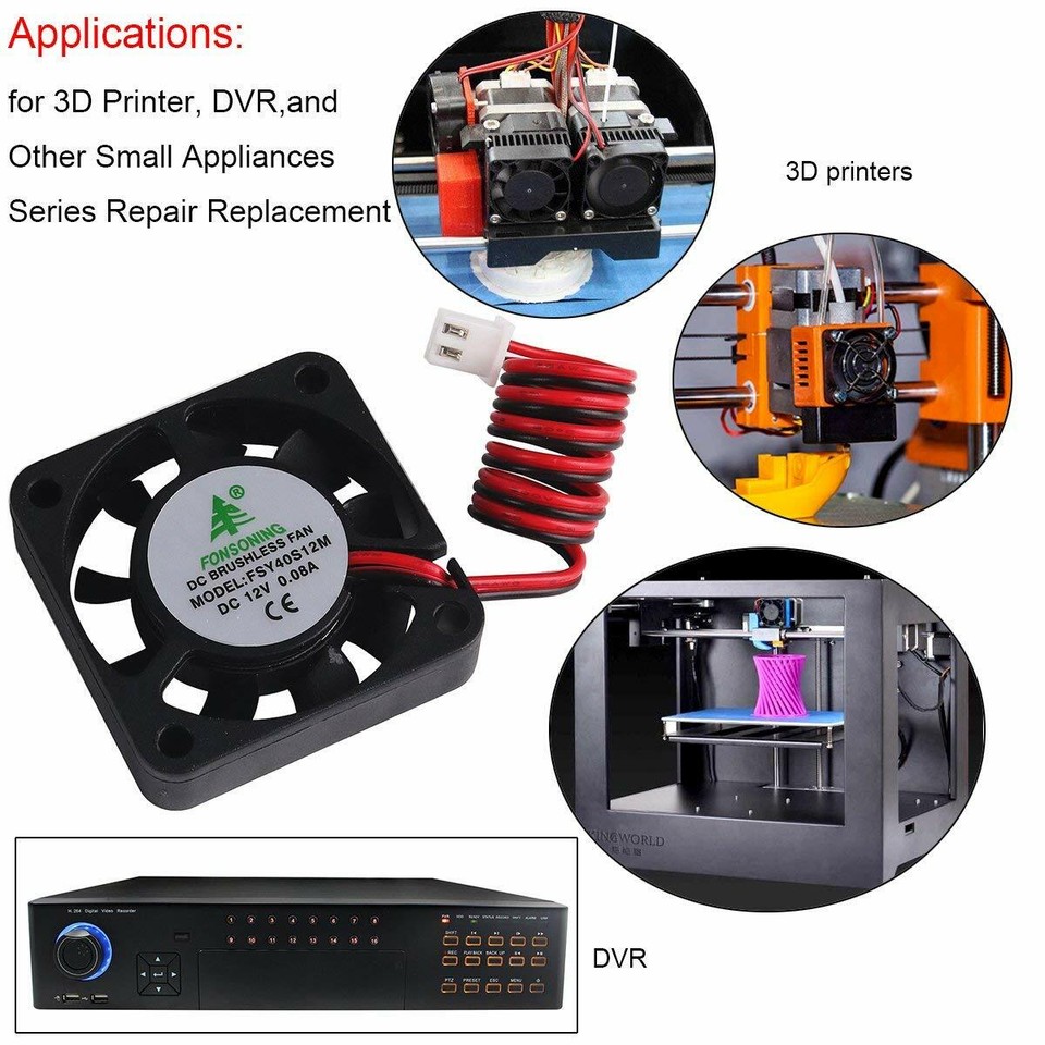 8Pack Quiet Fan 12V 0.08A 40X40X10mm Cooling Fan For 3D Printer DVR ...