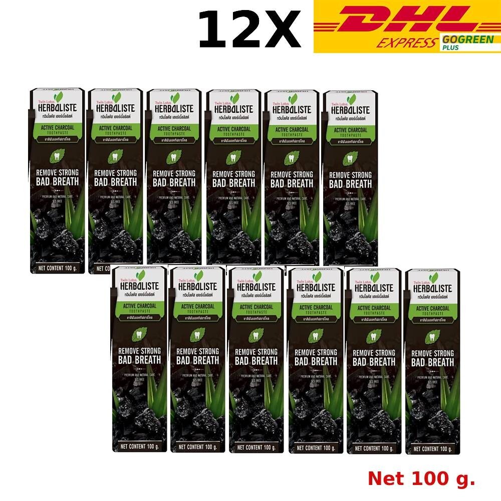 Twin Lotus Toothpaste Active Charcoal Herbaliste Triple Action Herbal ...