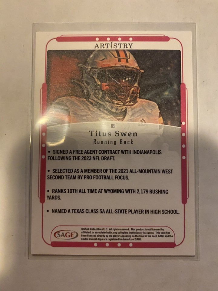 2023 Sage Artistry CANVAS #119 Titus Swen | eBay