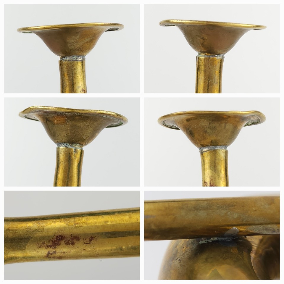 Vintage Brass Tone Metal Horn Short Bugle 6" Wide Bell Wind Musical ...