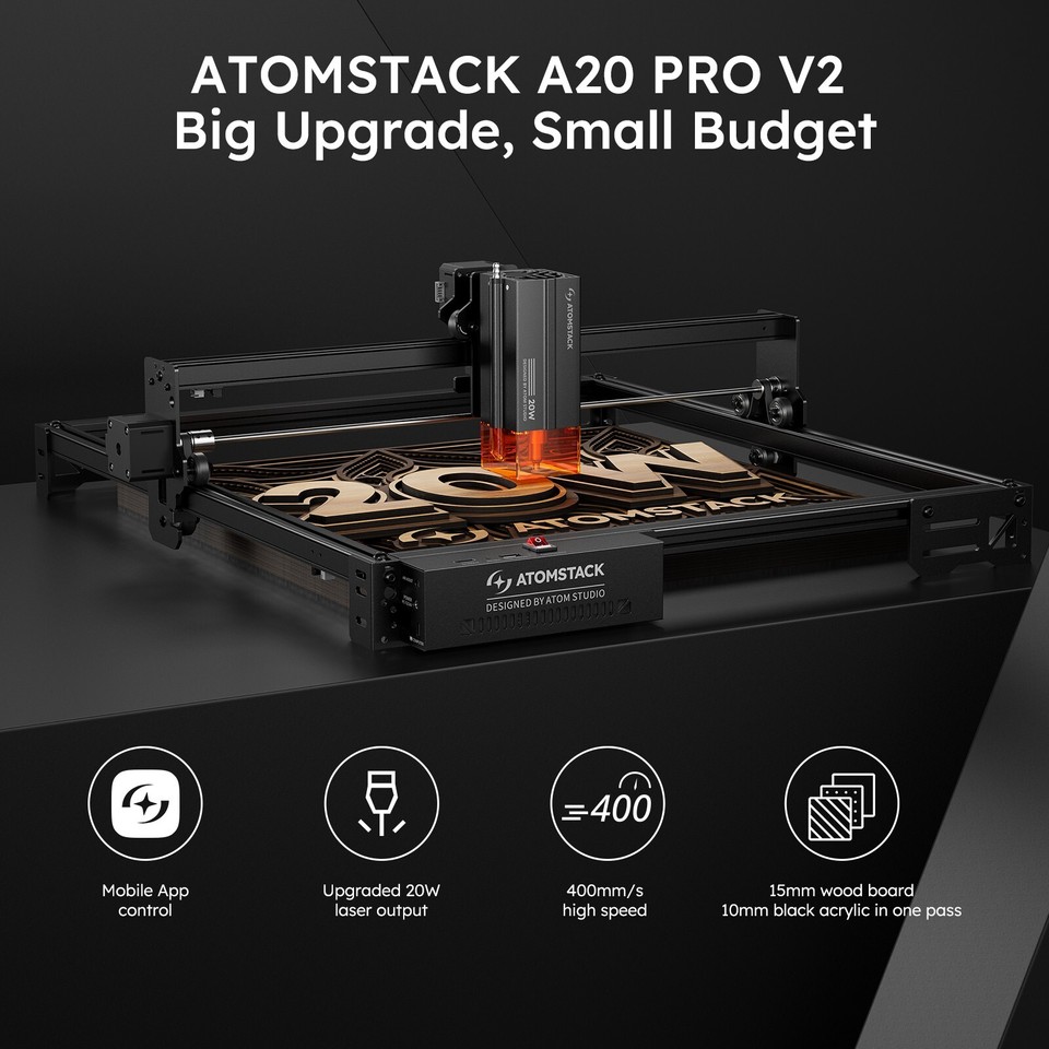 ATOMSTACK 20W Laser Engraver, A20 PRO V2 Laser Cutter, for Personalized ...