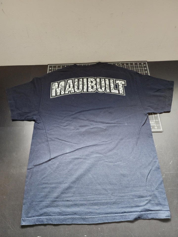 Maui Built Men's Size XL Navy Blue T-Shirt Aloha Floral Print Skull ...