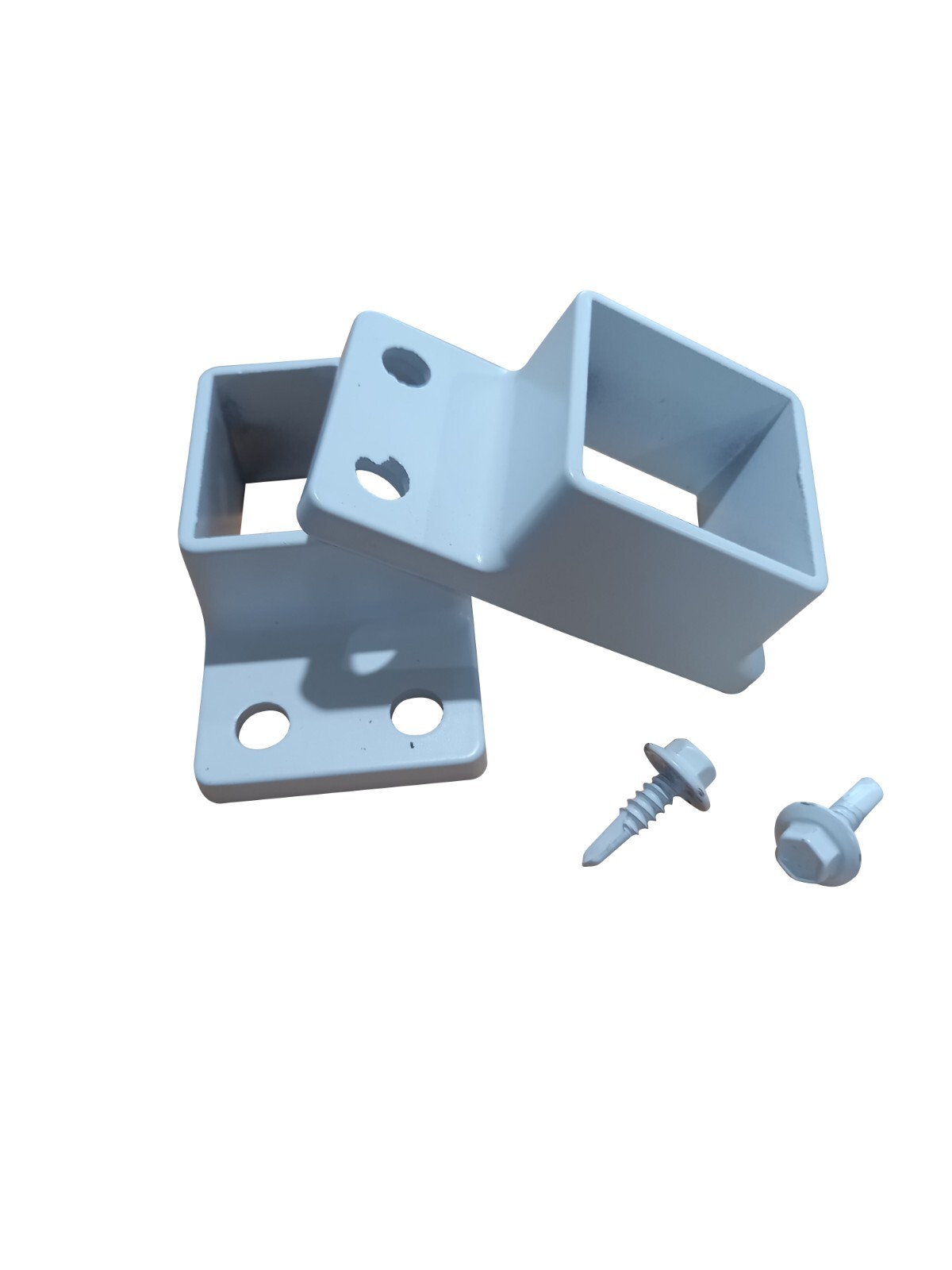 Fence brackets 50mm x 50mm Alloy White Bracket Frame Powder Coated 2" x ...