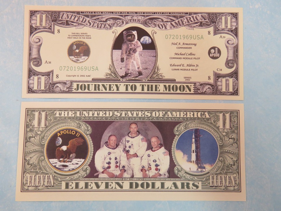4 Bills: NASA Apollo 11 Neil Armstrong Moon Trip $1,000,000 One Million ...