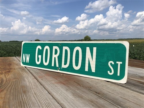 Gordon St Street Sign, Vintage Green Road Sign 36x9 Metal Wall Sign ...