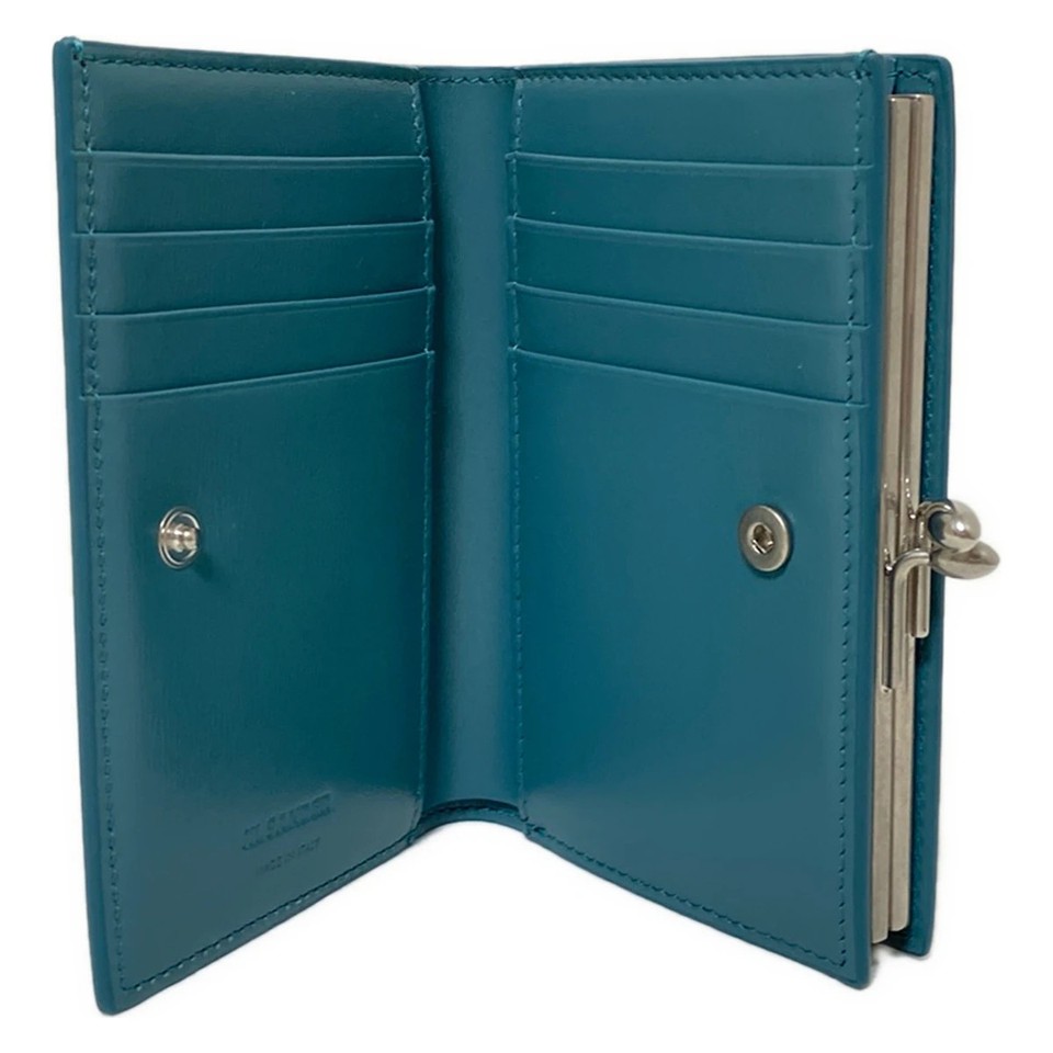 Auth JIL SANDER GOJI Purse Small J07UI0015 Blue Leather - Double-hook ...