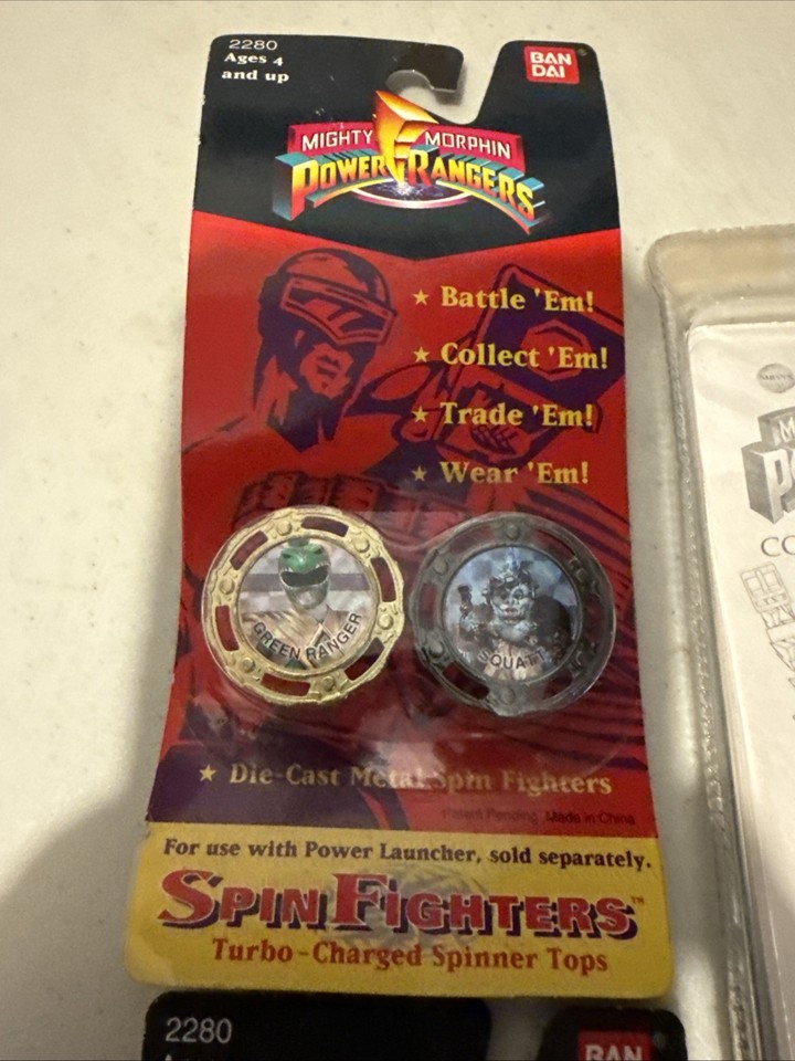 Mighty Morphin Power Rangers Lot Green Ranger Watch + 2 Spin Fighters ...