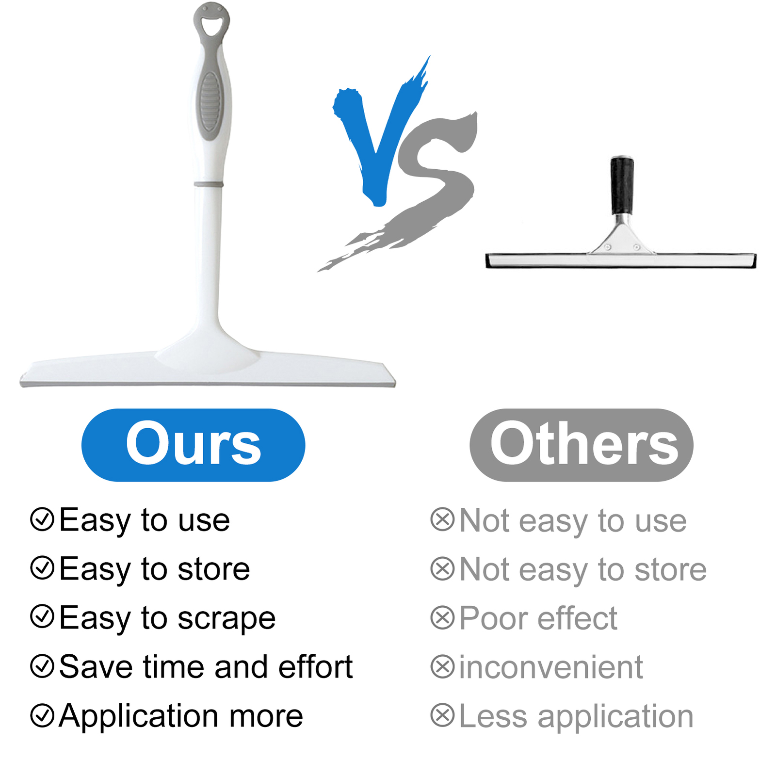 Glass Wiper T-shaped Scrape Off Easily Tile Cleaning Bathroom Squeegee ...