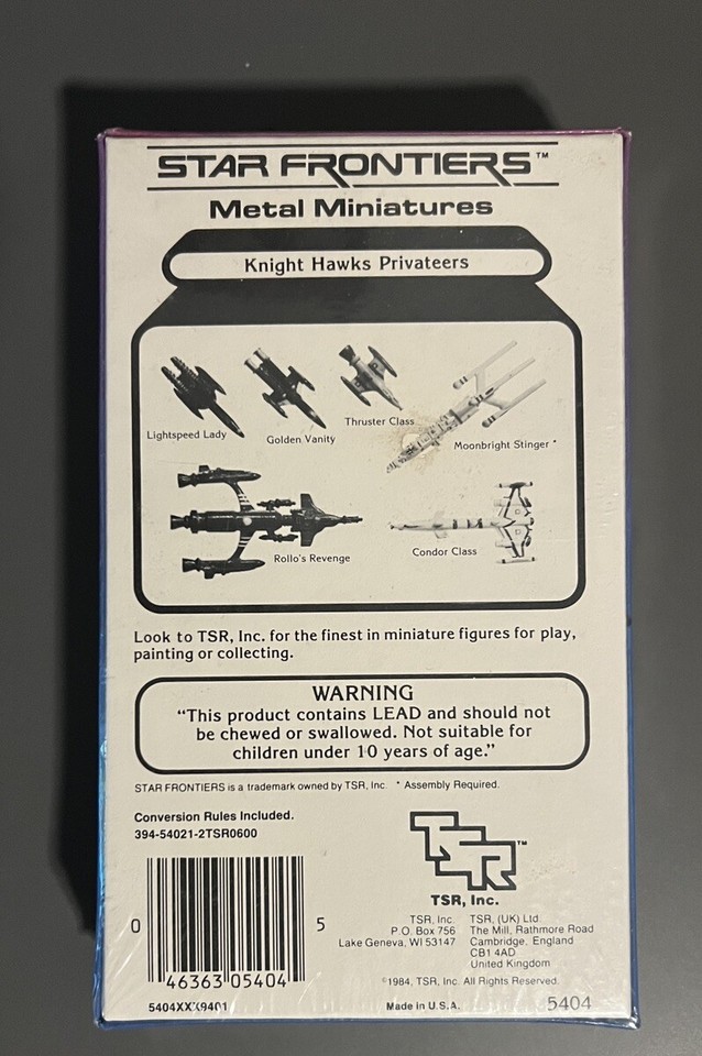 TSR Star Frontiers Knight Hawk Metal Miniatures 1984 Factory Sealed NEW ...