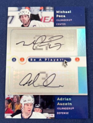 2005-06 Be A Player Dual Signatures #MA Mike Peca/Adrian Aucoin | eBay