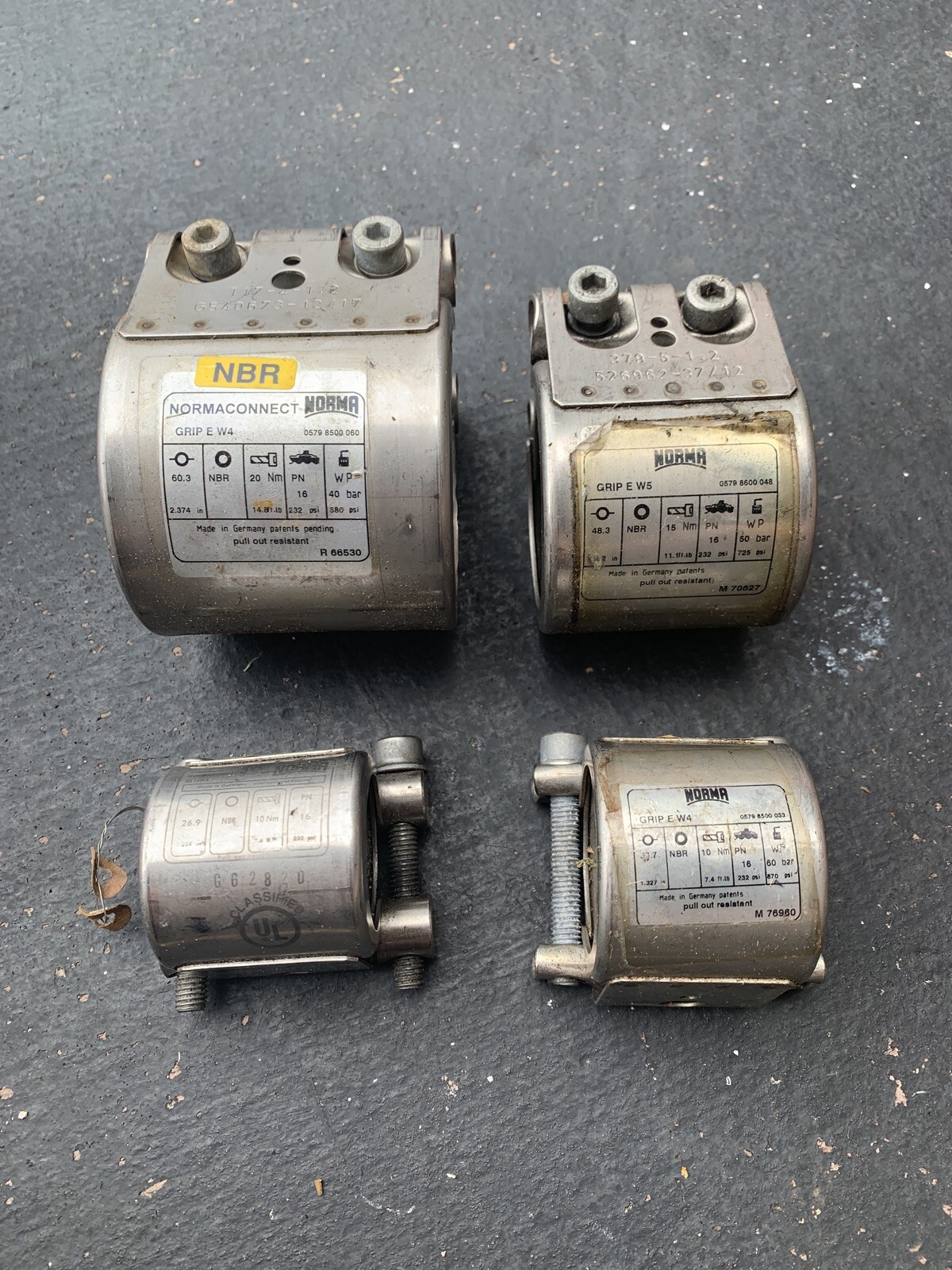 LOT Of 4 NORMA NORMACONNECT GRIP NBR E W4 W5 Gl1 PIPE COUPLING | eBay