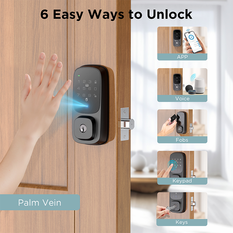 Palm Vein Smart Door Lock Keyless Entry APP Auto Lock Waterproof with ...