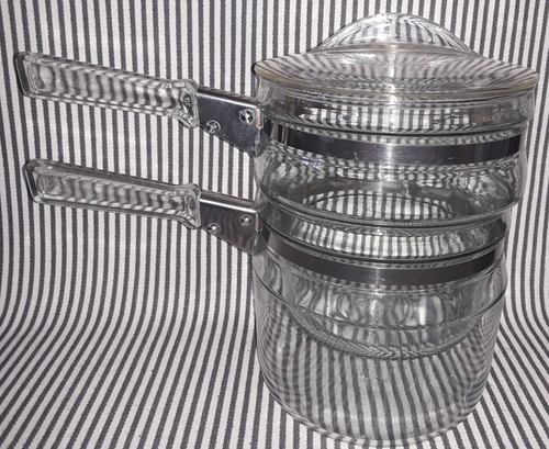 RARE VTG PYREX DOUBLE BOILER BLUE TINT GLASS COMPLETE SET B1 & A12 ...