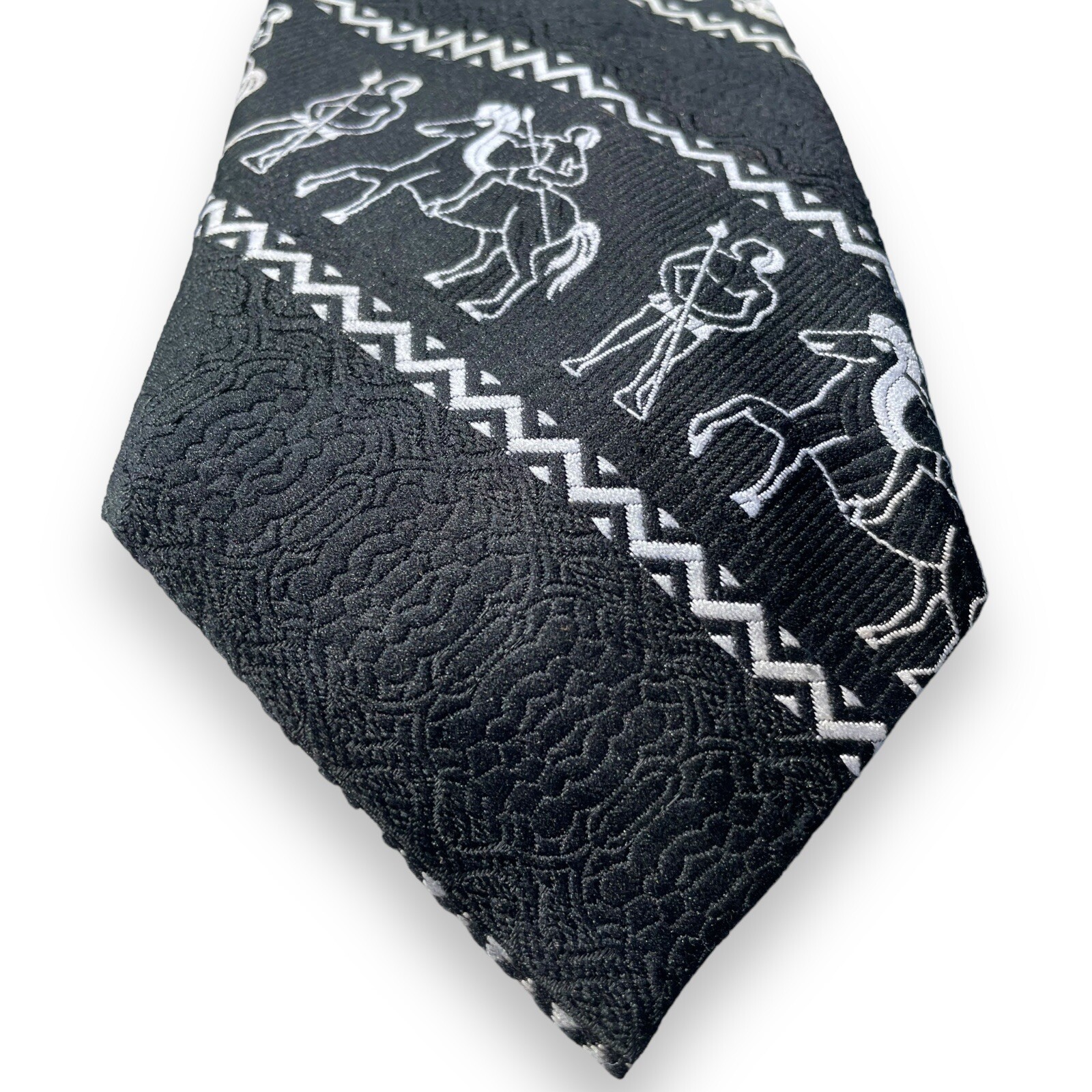 Vintage John Blair Black White Tie Knit Woven Egyptia… - Gem