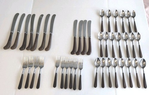 42 Piece Vintage Stainless MCM Flatware Utensils Cutlery Japan Wooden ...