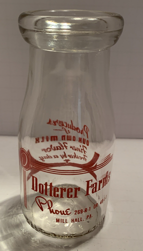 Vintage Dotterer Farms Half Pint Glass Bottle Mill Hall PA Pennsylvania ...