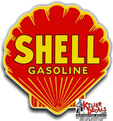 (shell #11) 24" RED SHELL gasoline pump LUBSTER DECAL GAS OIL STICKER ...