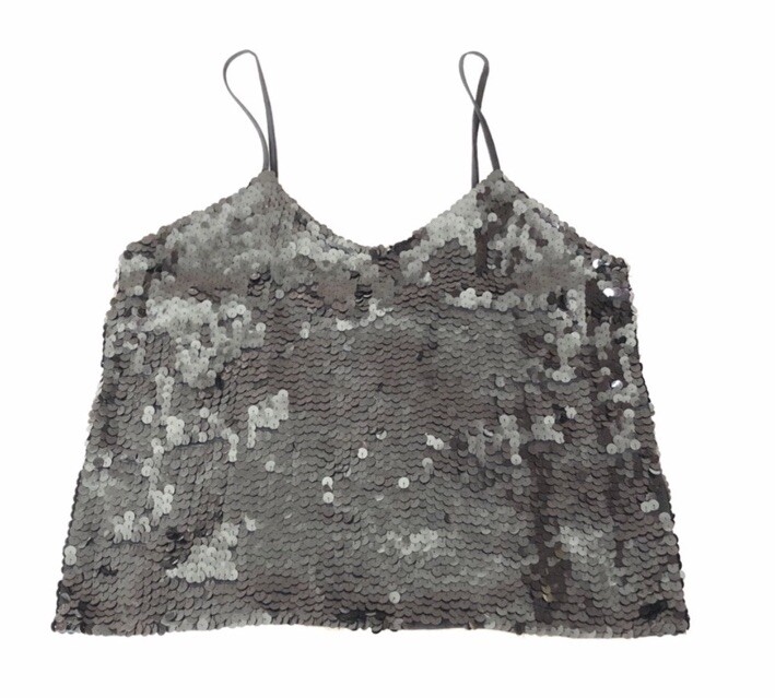 Black Sequin Camisole Spaghetti Straps Back Zipper By Marcia Modenese ...