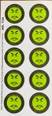 Mr. Yuk Stickers 10 Stickers (1 Sheet) Poison Prevent Yuck ReTRO 80’s ...