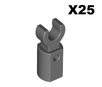 Lego ® Lot 25 Bar Support Pince Clips Holder w Tube Ø 3.2 Dark Stone ...