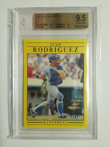 1991 Fleer Update U-62 Ivan Rodriguez RC BGS 9.5 True Gem Mint Rookie ...