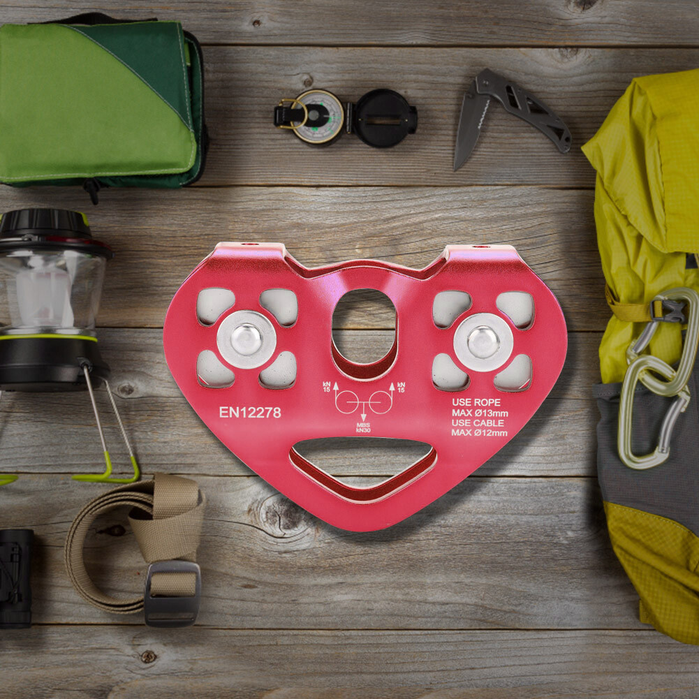 (Gold)30KN Dual Pulley Zip Line Rescue Cable Trolley Outdoor Rock ...