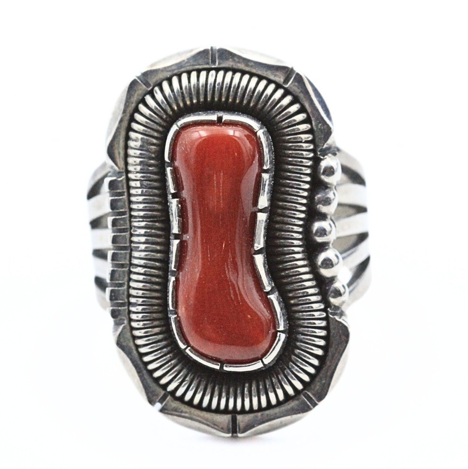 Handsome Will Vandever Stamped Sterling Silver Coral Navajo Ring Sz7 | eBay