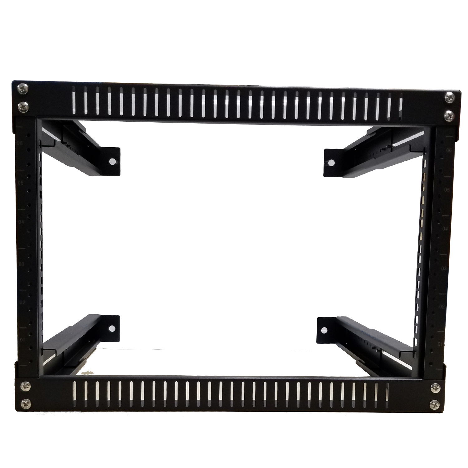 6U Open Frame Rack Expandable upto 19.5" Deep 4-Post Wall Mount Network ...