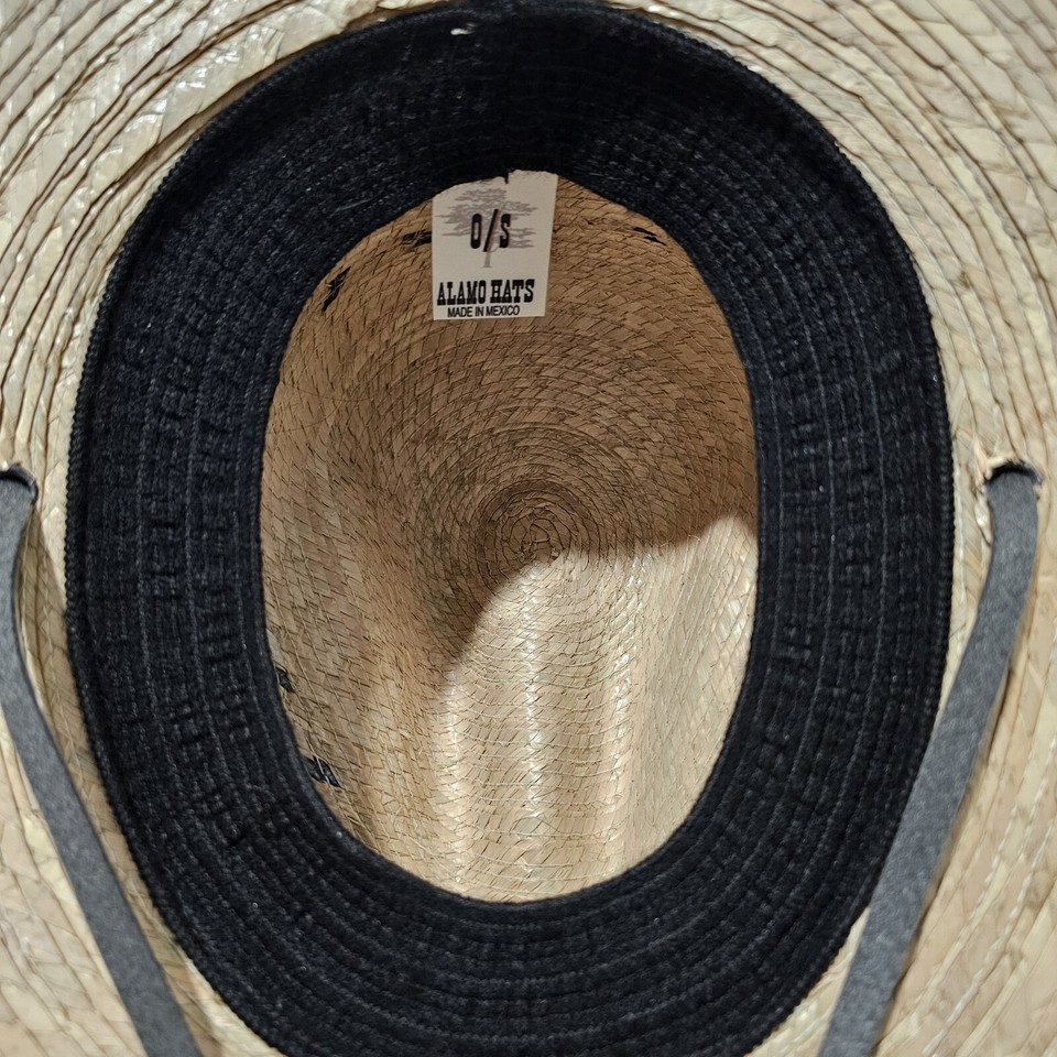 Alamo Straw/Palm Charro Hat O/S 7”Brim Band Ties Sombrero Western ...