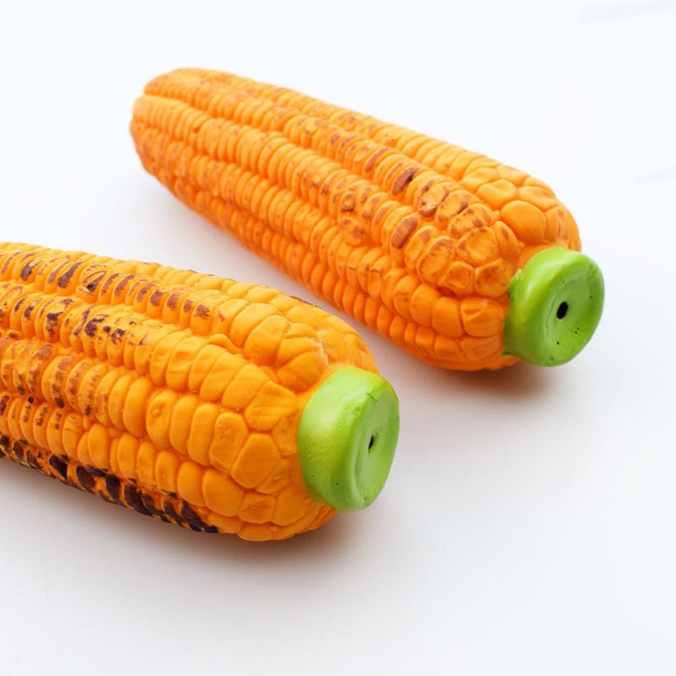 2 Pcs Latex Dog Toys Pet Chew Squeaky Corn for Dogs Teething Puppy ...