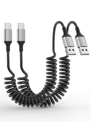 USB A to USB C Cable Coiled 3FT, 2 Pack USB to USBC Carplay Cable, USB ...