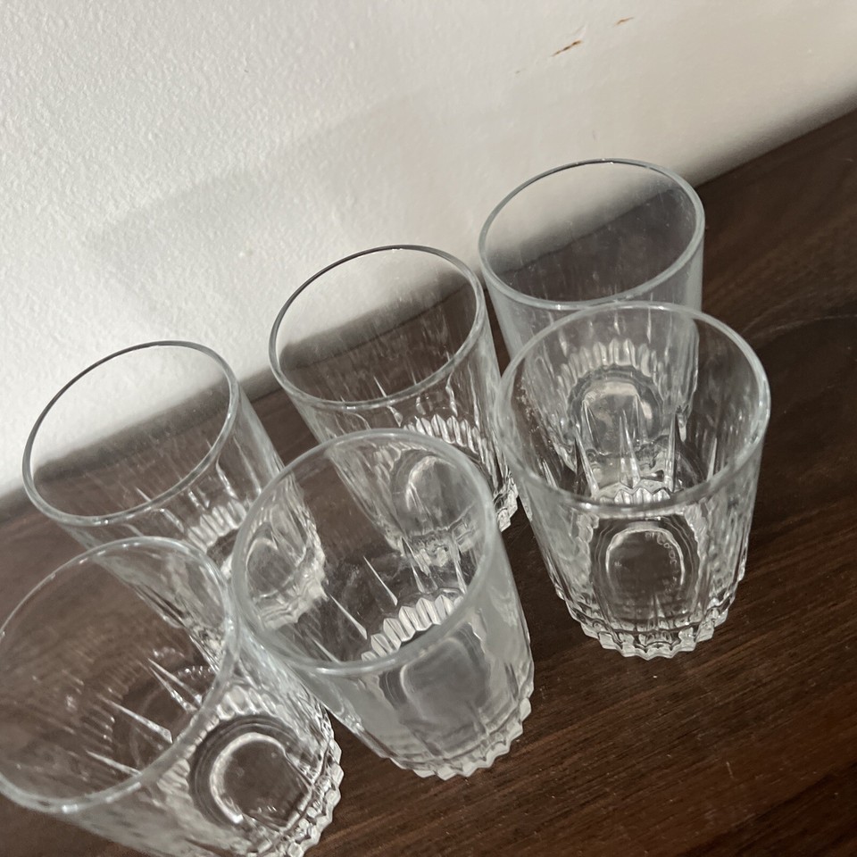 Arcoroc France LANCER Clear Vertical Cut 4 OZ Juice Glass 3-1/2 H Set ...