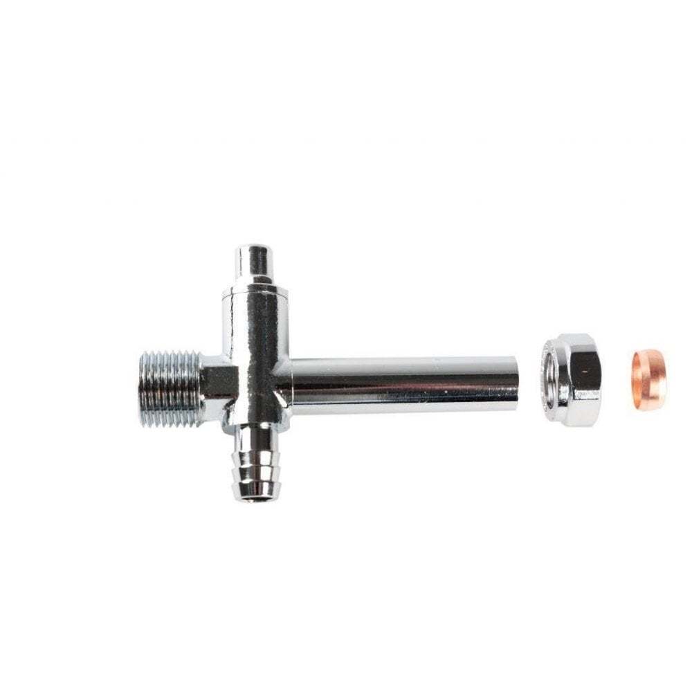 60mm Rigid TRV Radiator Valve Extension Tail with Drain Off (15mm x 1/2 ...