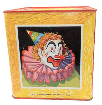 EVIL CLOWNS ~ 1953 Mattel Metal Clown Wind Up Jack-in-the-Box Toy ~ 71 ...