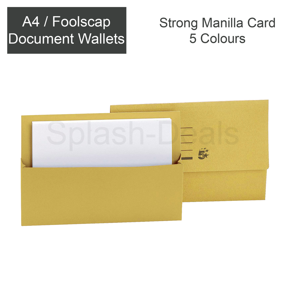 A4 / Foolscap Filing Document Wallet Folders Manilla Card - Half Flap 5 ...