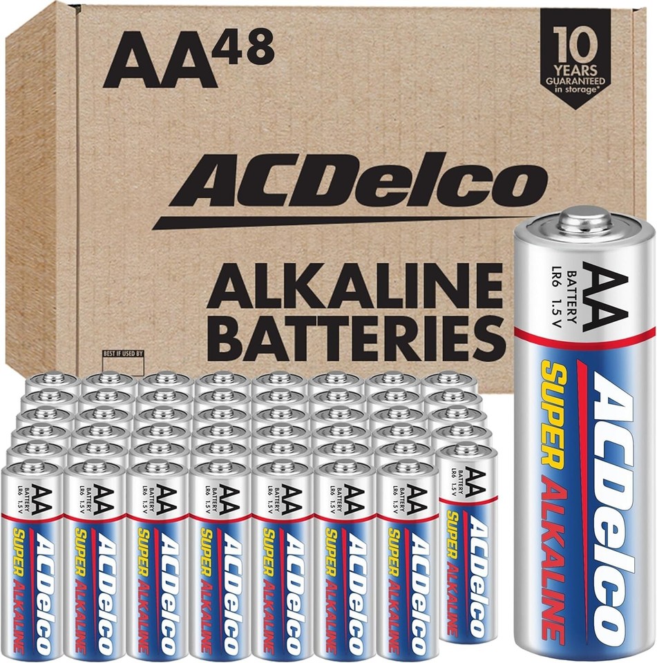 Dry Cell Batteries AA Super Alkaline 48 Count Long Shelf Life Household ...