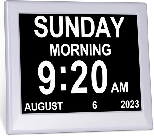 Day Date Time Clock for Seniors Elderly Digital Calendar Dementia 8"-1 ...
