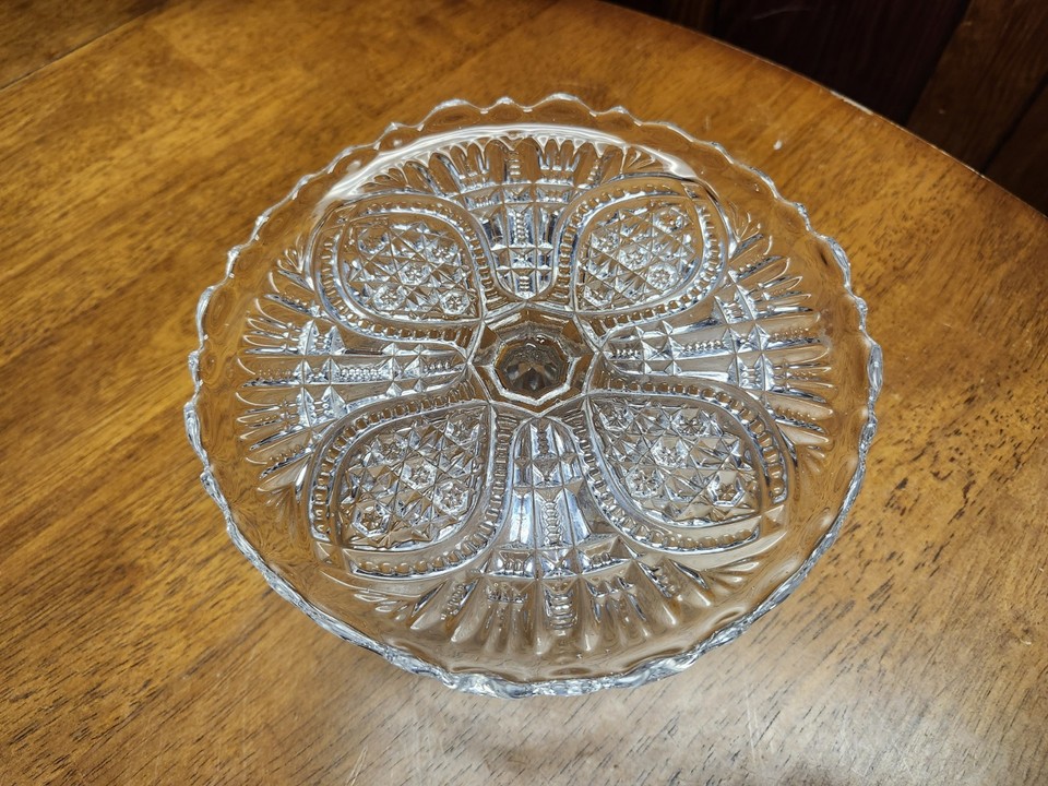 Vintage Higbee Fortuna Perkins Pressed Glass Petite Cake Pedestal 1913 ...