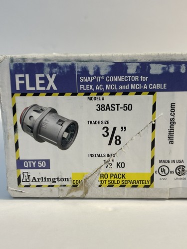 Arlington 38AST, 3/8" Snap 2 IT Cable Connector FLEX AC MCI MCI-a 39 ...