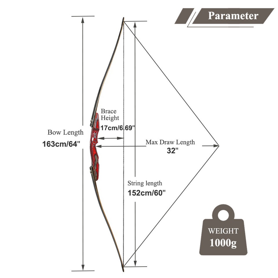 25-50LBS 64 Inch Takedown Recurve Bow Longbow Wooden Riser Archery ...