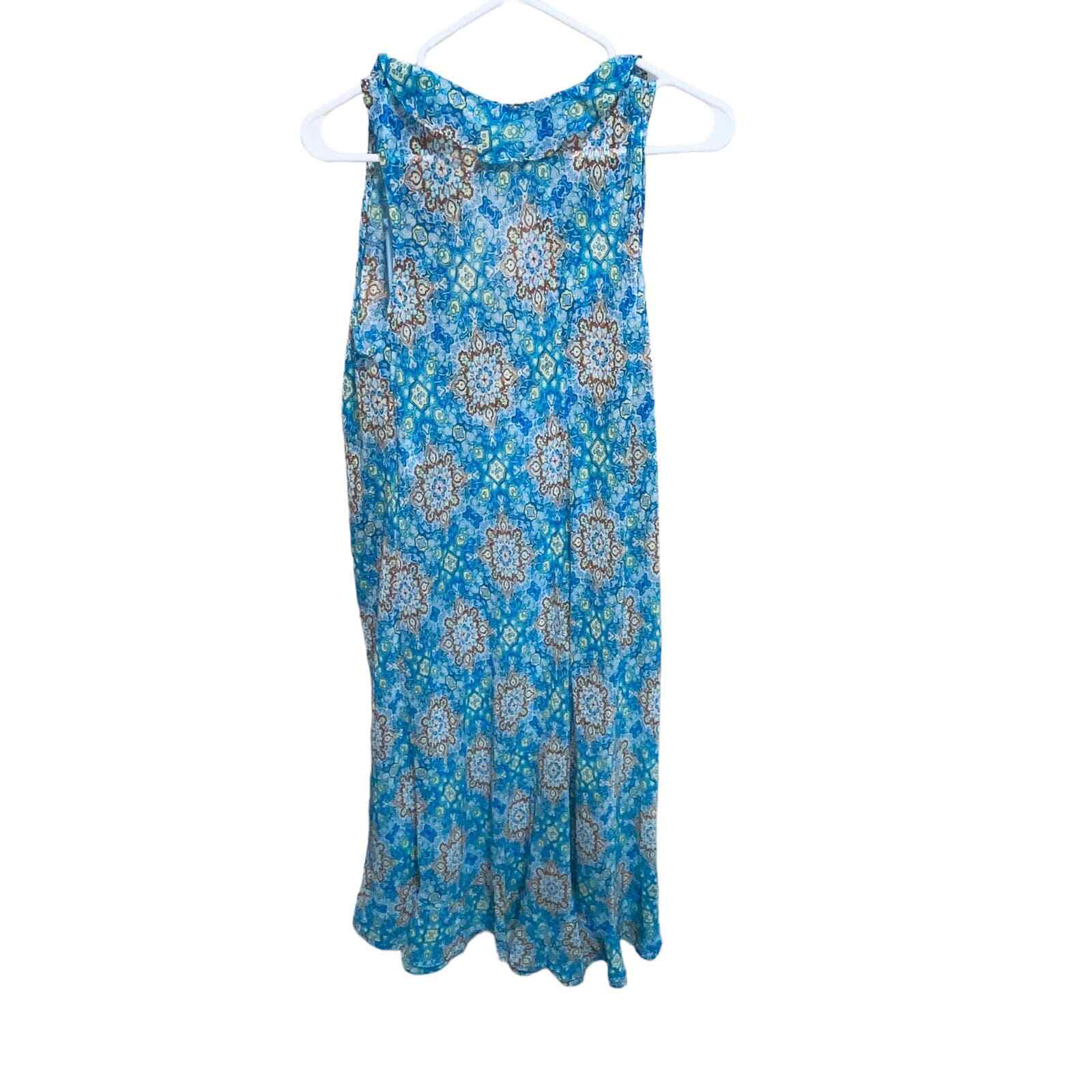 New Directions Blue Sleeveless Mandela Ruffle Dress L | eBay